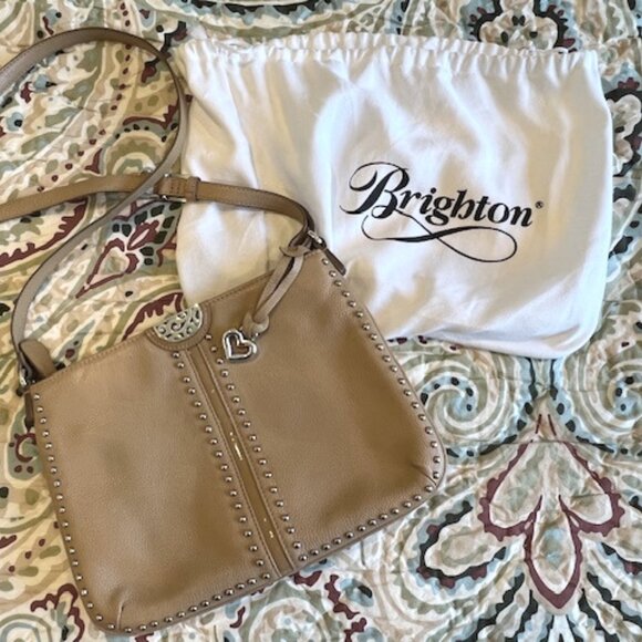 Brighton | Bags | Brighton Pretty Tough Rex Silverstudded Taupe Leather ...